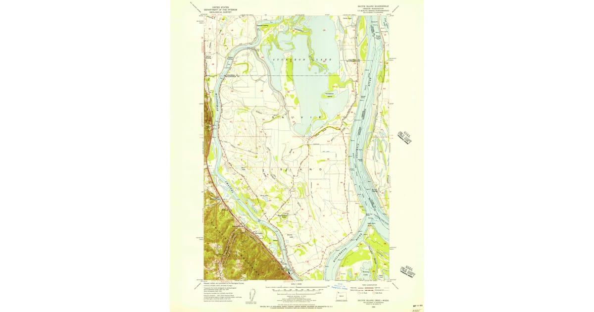 1954 Map of Sauvie Island, Multnomah County, OR — High-Res | Pastmaps