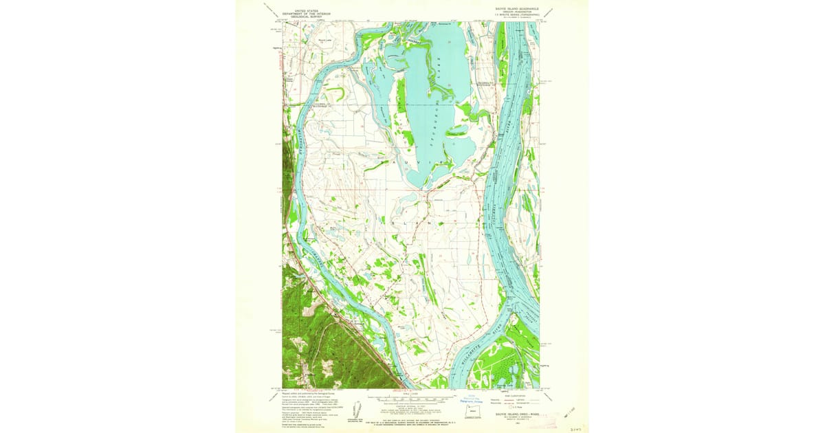 1961 Map of Sauvie Island, Multnomah County, OR — High-Res | Pastmaps