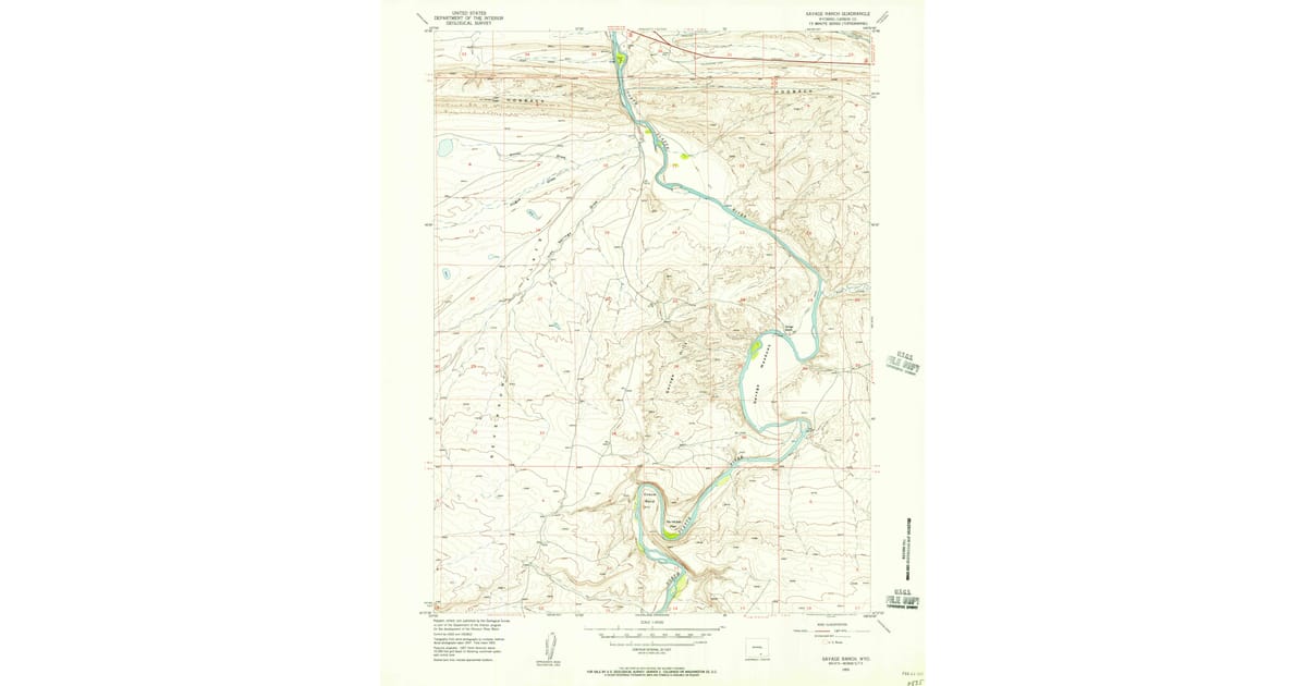 1955 Map of Savage Ranch, Carbon County, WY — High-Res | Pastmaps