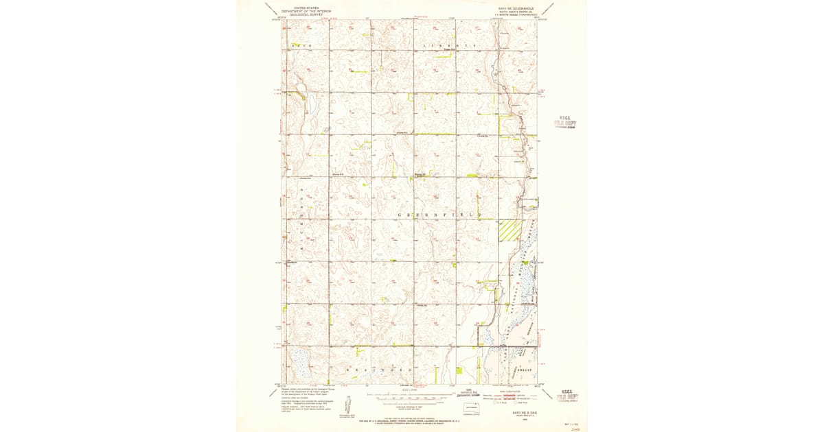 1953 Map of Savo SE, Brown County, SD — High-Res | Pastmaps