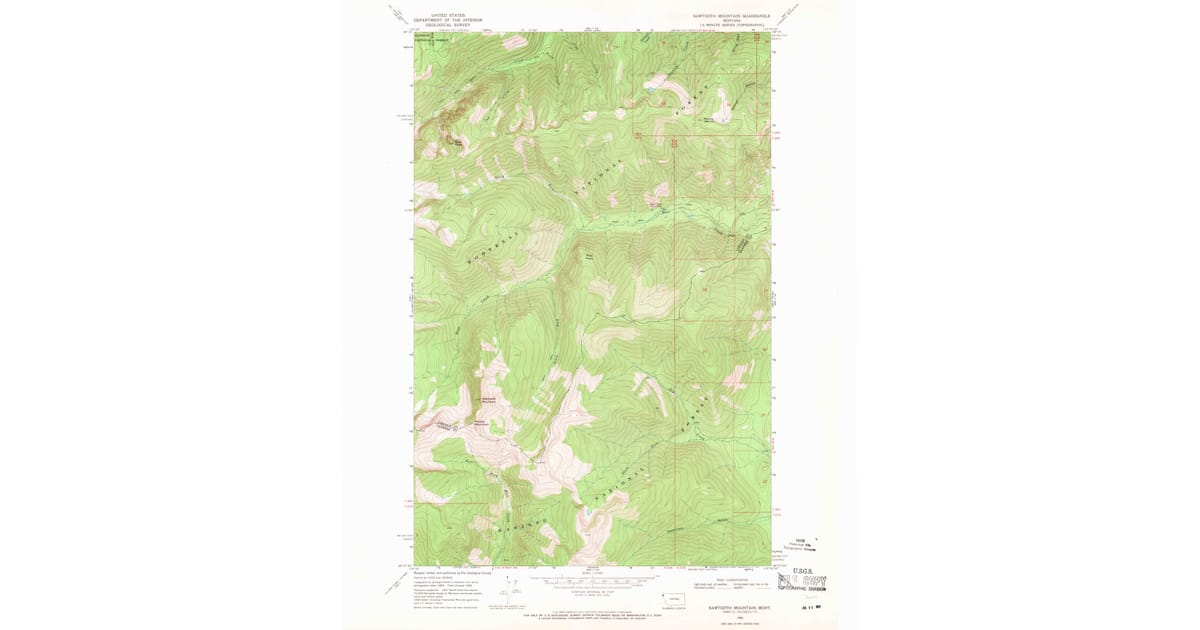 1966 Map of Sawtooth Mountain, Lincoln County, MT — High-Res | Pastmaps