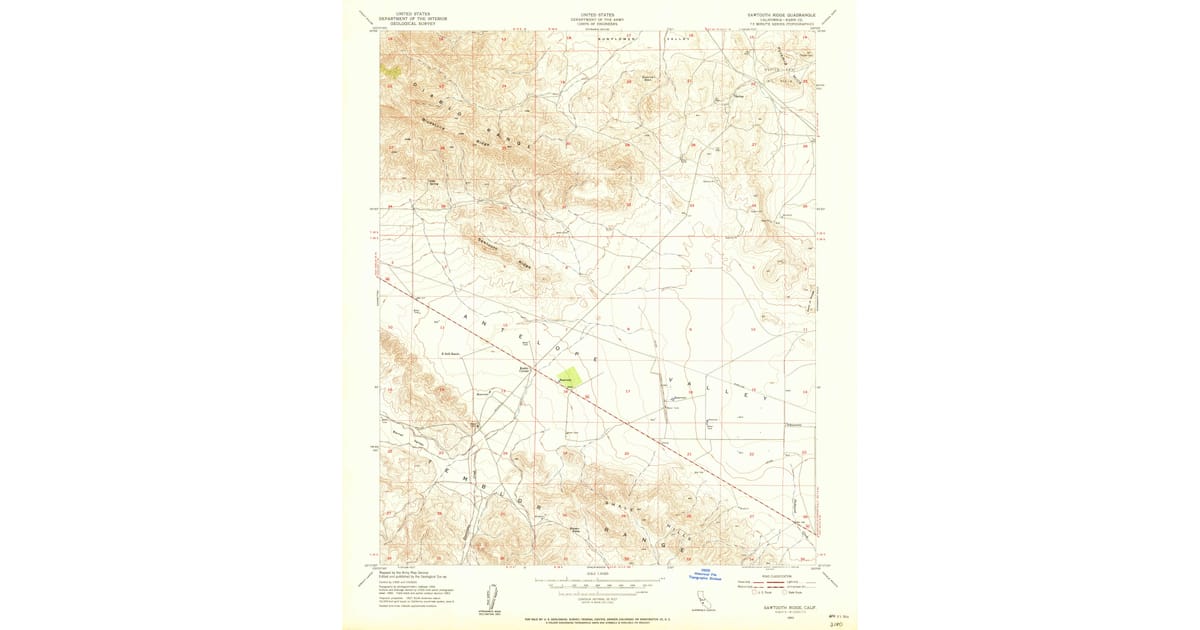 1953 Map of Sawtooth Ridge, Kern County, CA — High-Res | Pastmaps