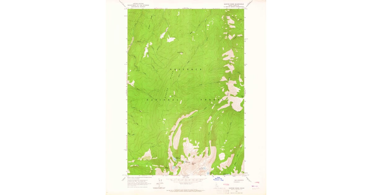 1963 Map of Sawyer Ridge, Idaho County, ID — High-Res | Pastmaps