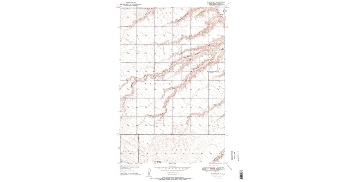 1950 Map of Sawyer SW, Ward County, ND — High-Res | Pastmaps