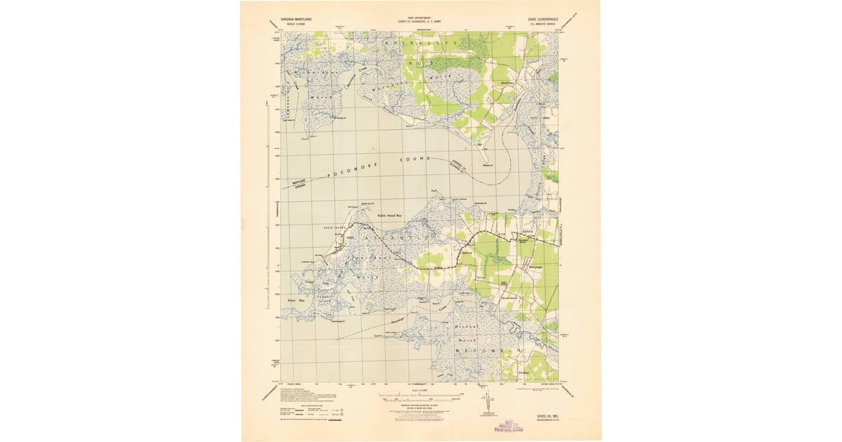 1943 Map of Saxis, VA — High-Res | Pastmaps