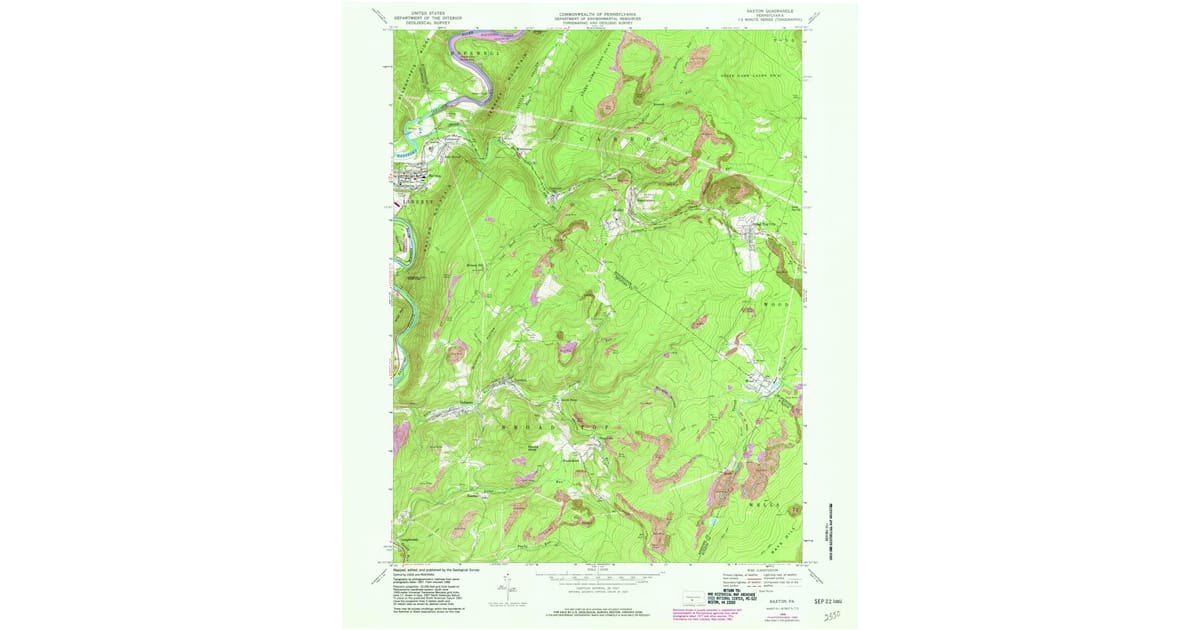 1968 Map of Saxton, PA — High-Res, 1982 Print | Pastmaps