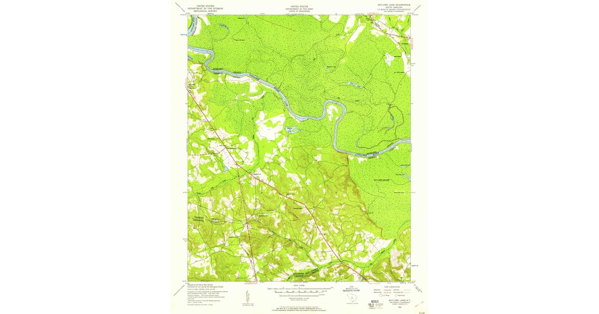 1953 Map of Saylors Lake, Calhoun County, SC — High-Res | Pastmaps