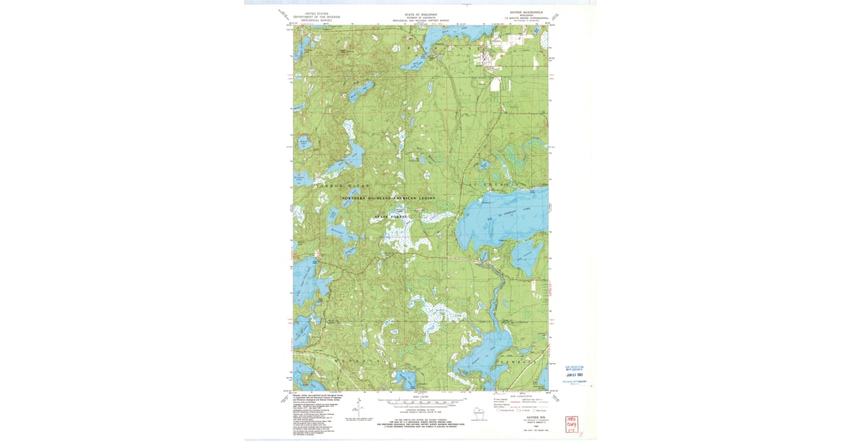 1982 Map of Sayner, WI — High-Res | Pastmaps