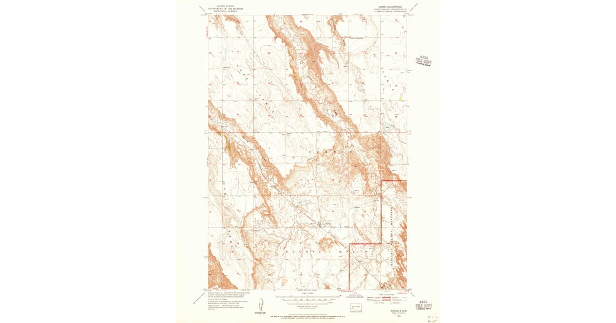 1954 Map of Scenic, Pennington County, SD — High-Res | Pastmaps