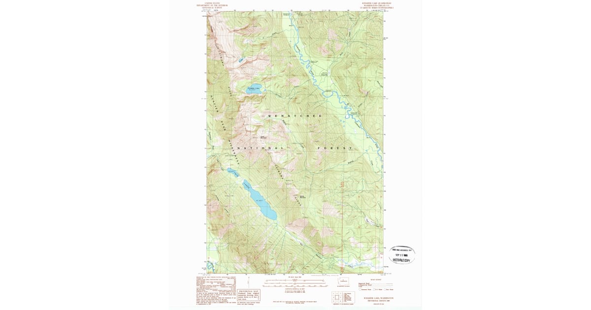 1989 Map of Schaffer Lake, Chelan County, WA — High-Res | Pastmaps