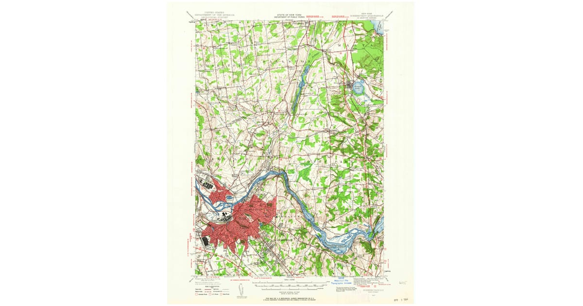 1947 Map of Schenectady, NY — High-Res, 1964 Print | Pastmaps
