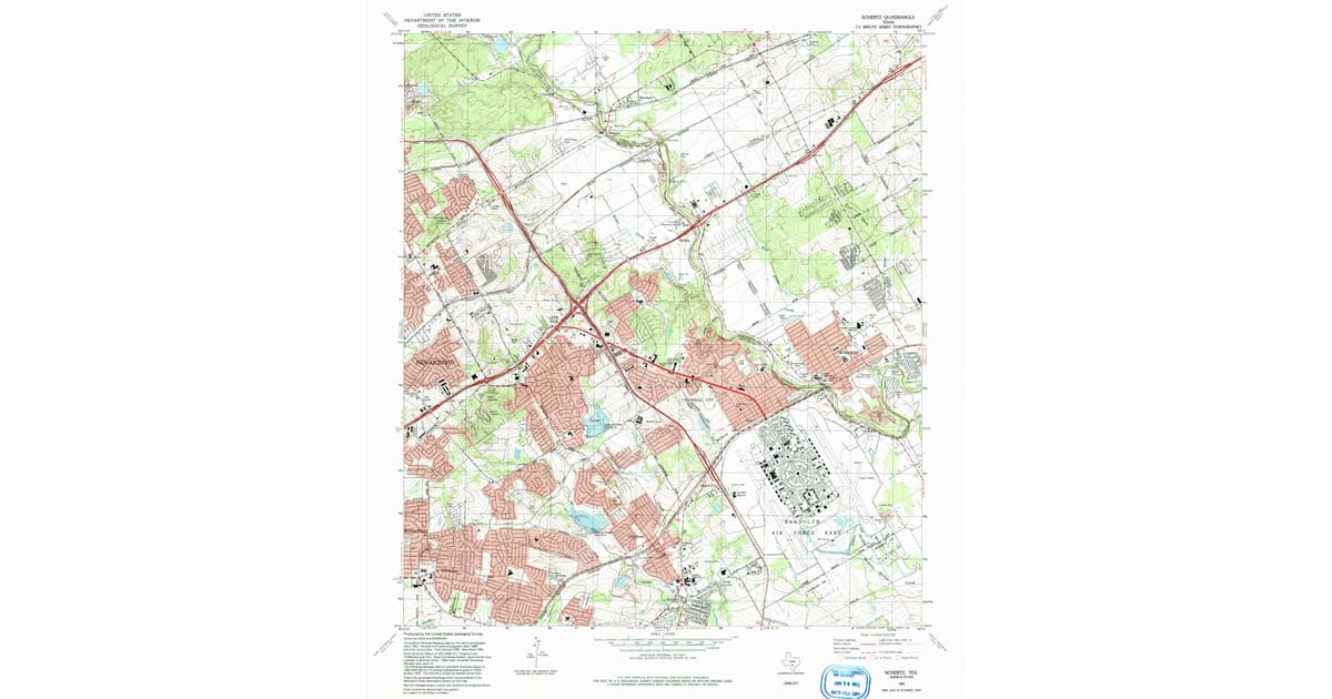 1992 Map of Schertz, TX — High-Res | Pastmaps