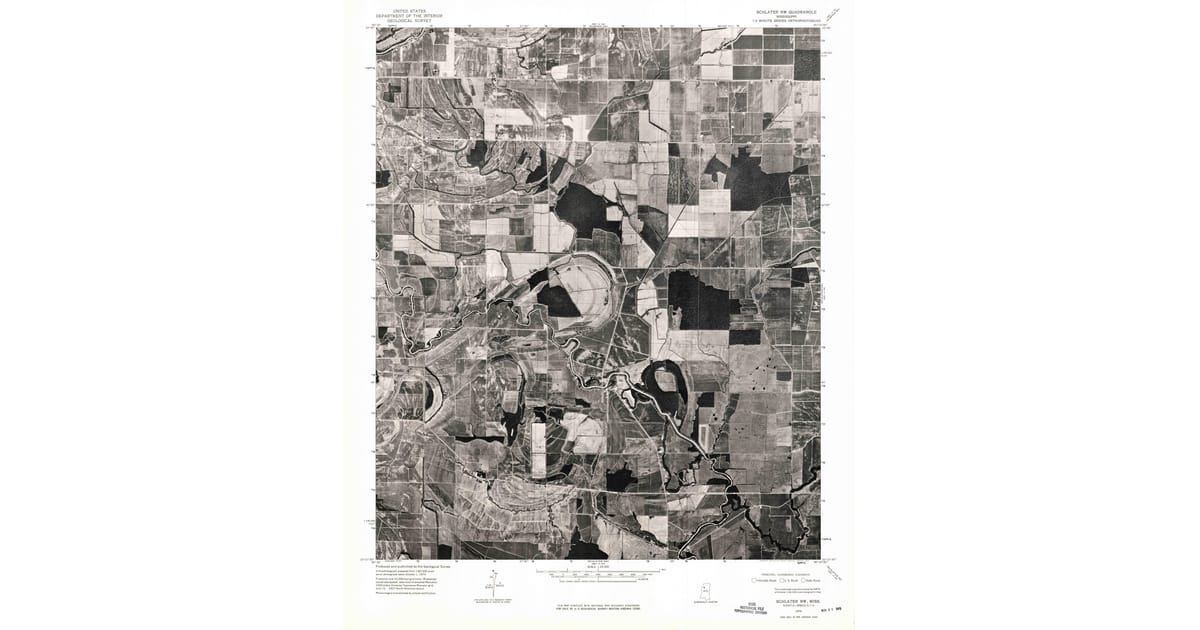 1974 Map of Schlater NW, Leflore County, MS — High-Res | Pastmaps