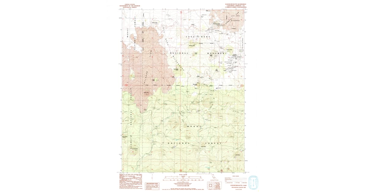 1988 Map of Schonchin Butte, Siskiyou County, CA — High-Res | Pastmaps