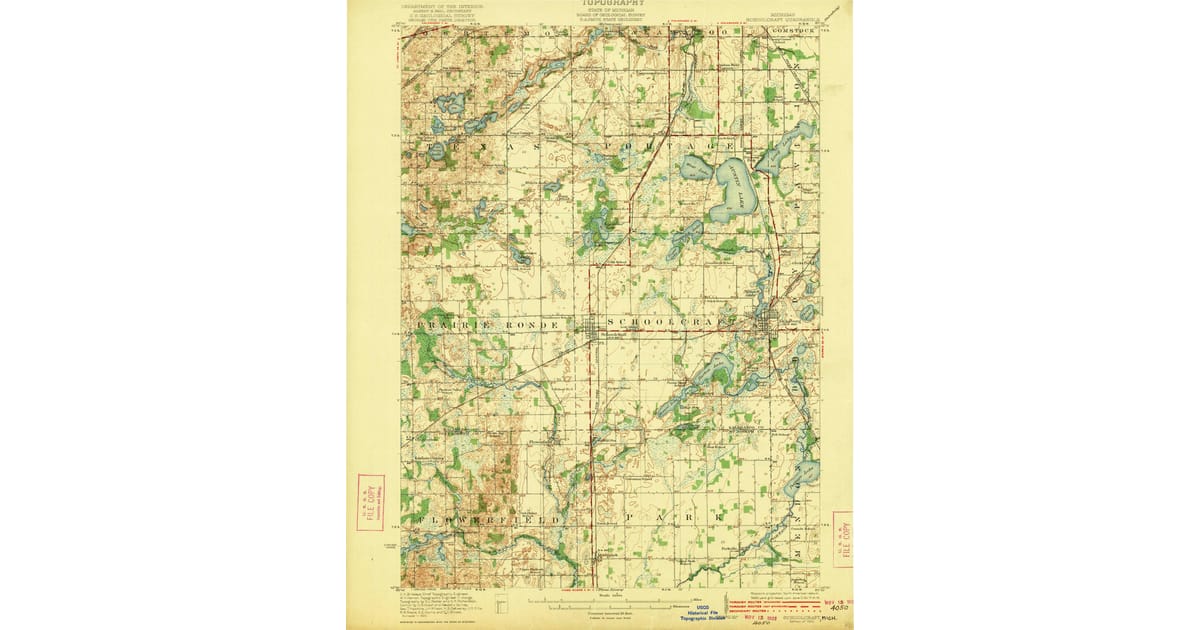 1922 Map of Schoolcraft, MI — High-Res | Pastmaps
