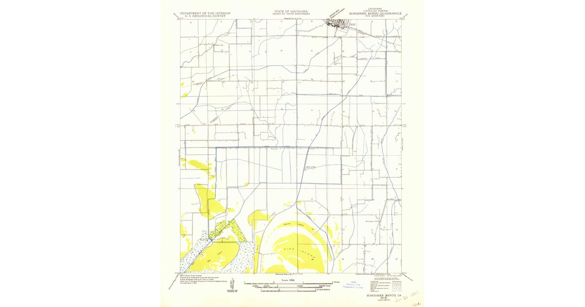1954 Map of Schooner Bayou NE, Vermilion Parish, LA — High-Res | Pastmaps