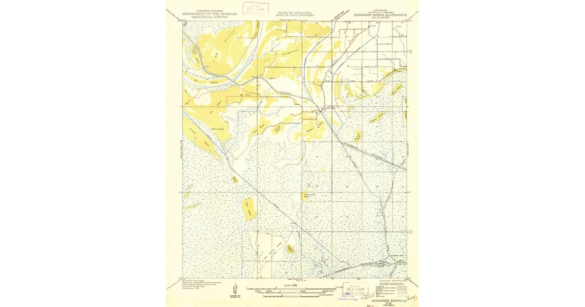 1946 Map of Schooner Bayou SE, Vermilion Parish, LA — High-Res | Pastmaps