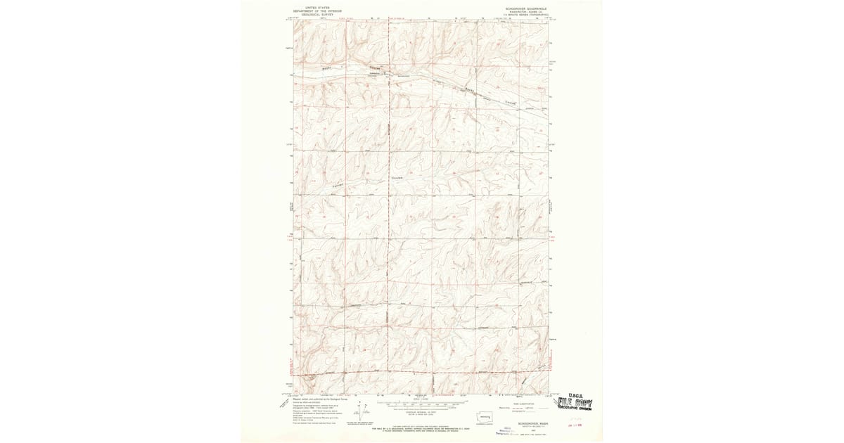 1967 Map of Schoonover, Adams County, WA — High-Res | Pastmaps