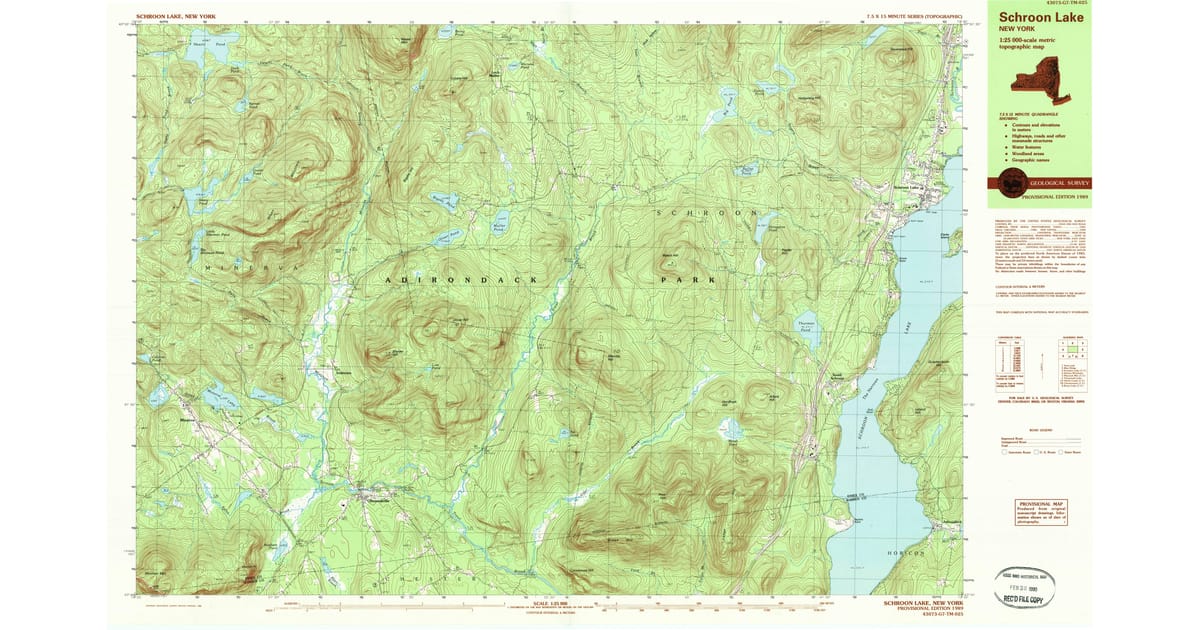 1989 Map of Schroon Lake, NY — High-Res | Pastmaps