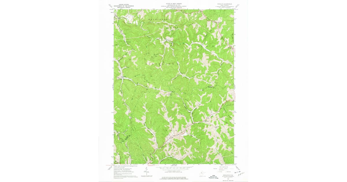1961 Map of Schultz, Pleasants County, WV — High-Res, 1974 Print | Pastmaps