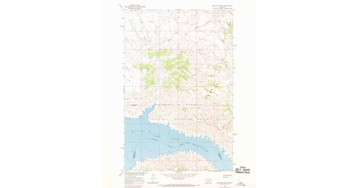 1965 Map of Schuyler Butte, Phillips County, MT — High-Res | Pastmaps