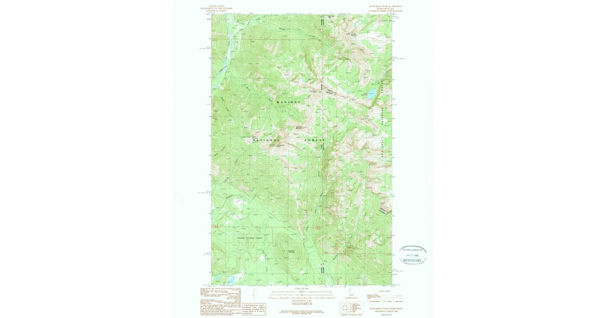 1989 Map of Scotchman Peak, Bonner County, ID — High-Res | Pastmaps