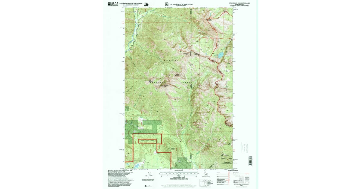 1996 Map of Scotchman Peak, Bonner County, ID — High-Res | Pastmaps