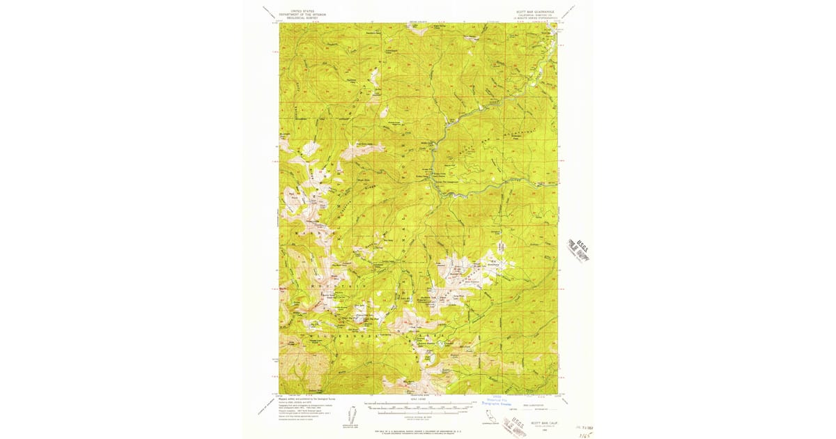 1955 Map of Scott Bar, Siskiyou County, CA — High-Res | Pastmaps