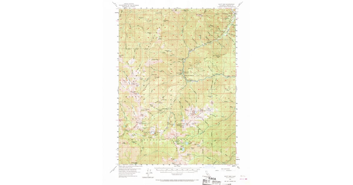 1955 Map of Scott Bar, Siskiyou County, CA — High-Res, 1970 Print ...