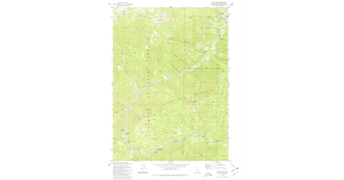 1980 Map of Scott Bar, Siskiyou County, CA — High-Res | Pastmaps
