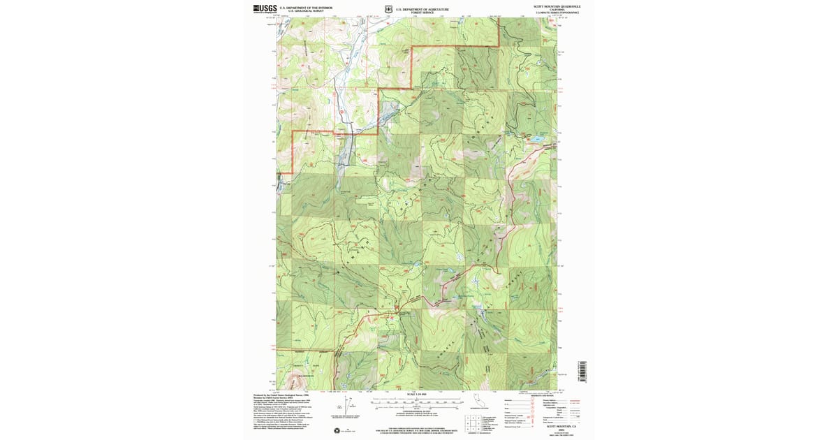 2001 Map of Scott Mountain, Siskiyou County, CA — High-Res | Pastmaps