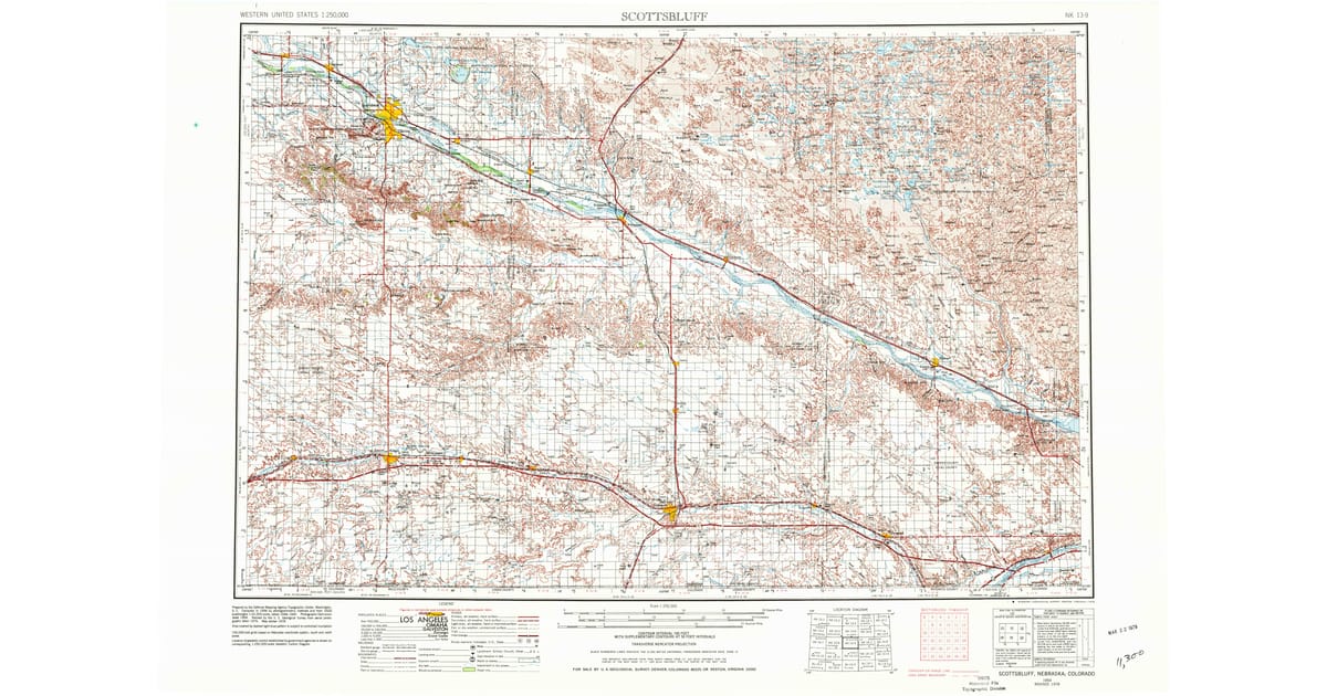 1954 Map of Scottsbluff, NE — High-Res, 1978 Print | Pastmaps