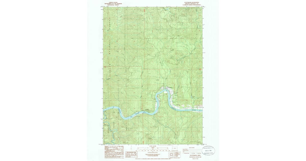 1985 Map of Scottsburg, Douglas County, OR — High-Res | Pastmaps