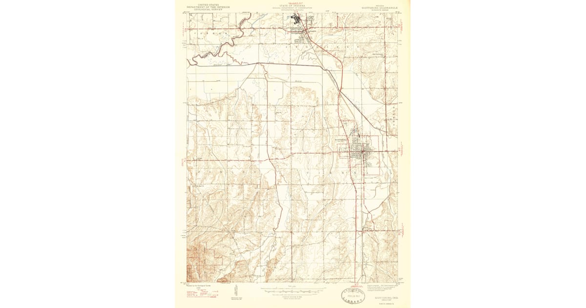1947 Map of Scottsburg, IN — High-Res, 1947 Print #2 | Pastmaps
