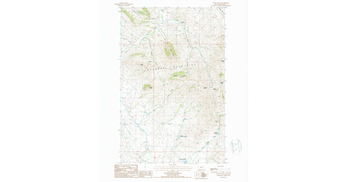 1987 Map of Scotty Butte, Blaine County, MT — High-Res | Pastmaps