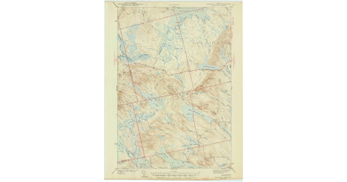 1944 Map of Scraggly Lake, Washington County, ME — High-Res | Pastmaps