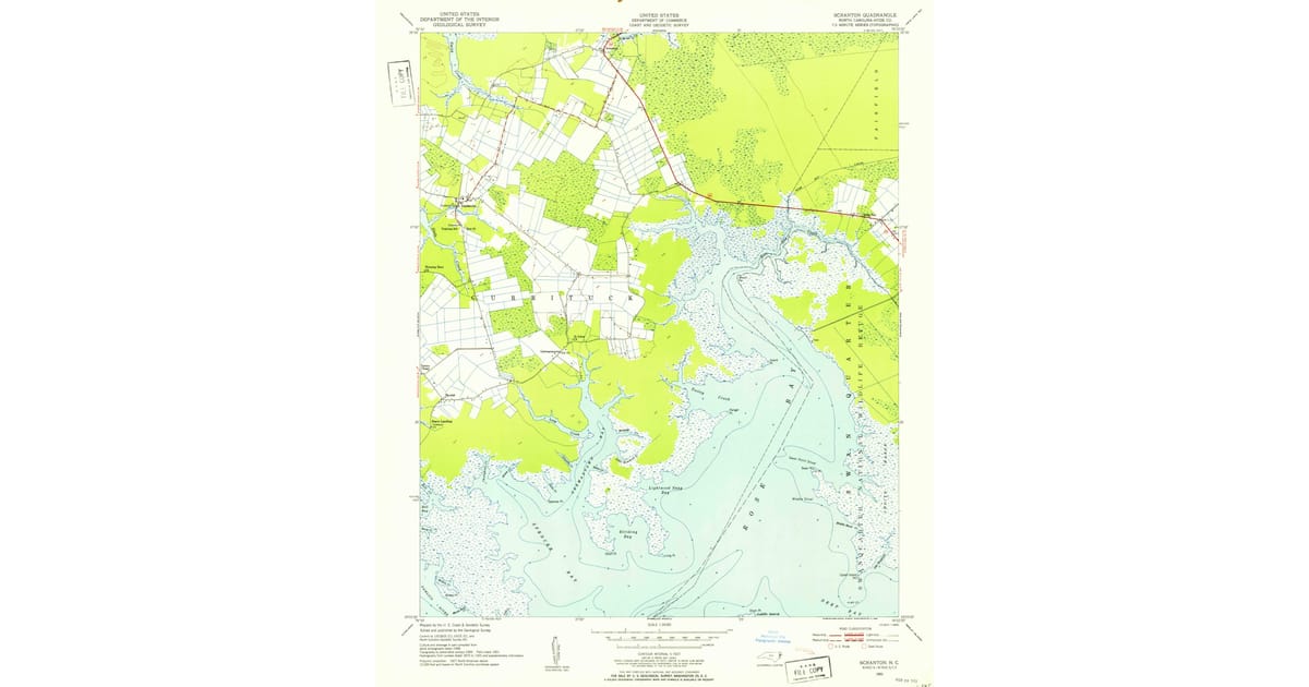 1951 Map of Scranton, Hyde County, NC — High-Res | Pastmaps
