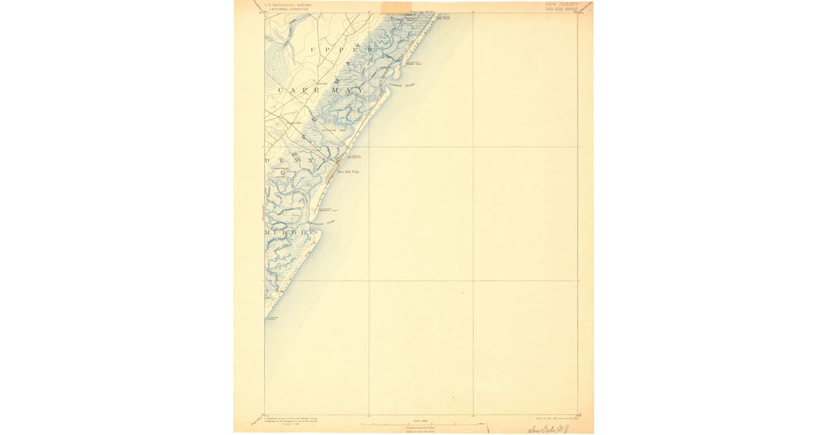 1894 Map of Sea Isle, Cape May County, NJ — High-Res, 1900 Print | Pastmaps