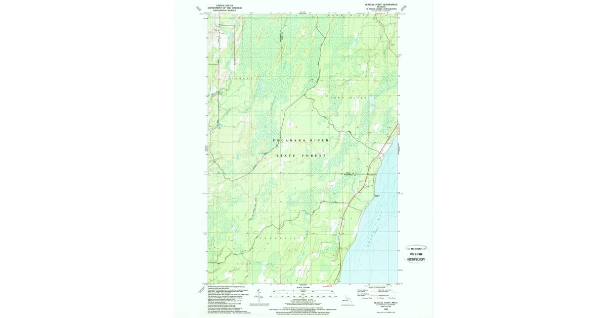 1989 Map of Seagull Point, Menominee County, MI — High-Res | Pastmaps