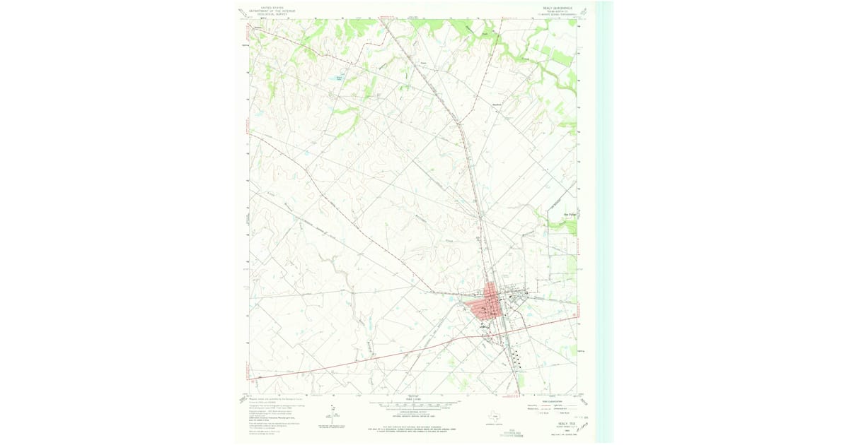 1960 Map of Sealy, TX — High-Res, 1975 Print | Pastmaps