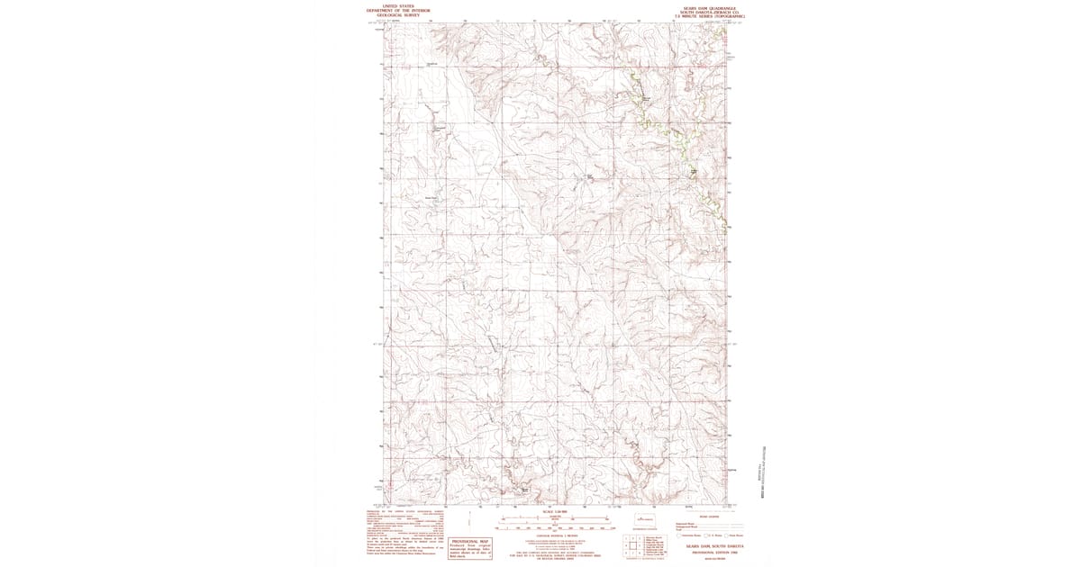 1982 Map of Sears Dam, Ziebach County, SD — High-Res | Pastmaps