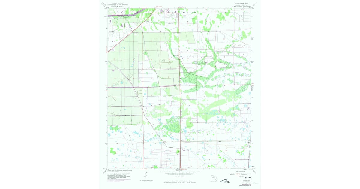 1958 Map of Sears, Hendry County, FL — High-Res, 1974 Print | Pastmaps