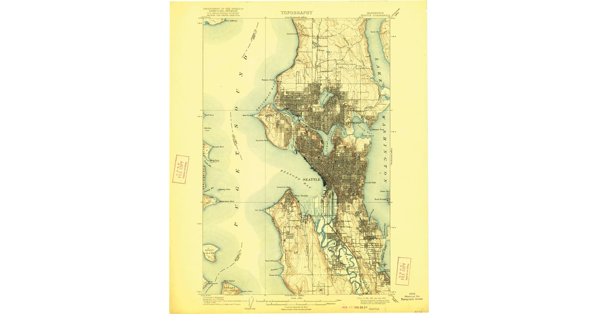 1909 Map of Seattle, WA — High-Res, 1922 Print | Pastmaps