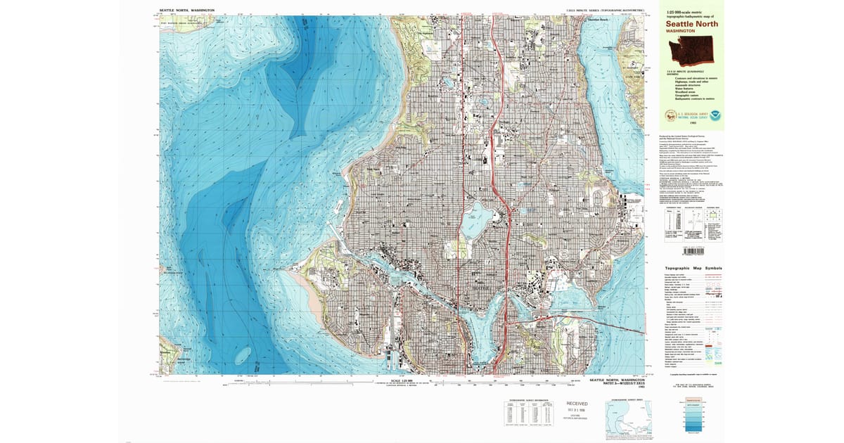 1983 Map of Seattle North, King County, WA — High-Res | Pastmaps