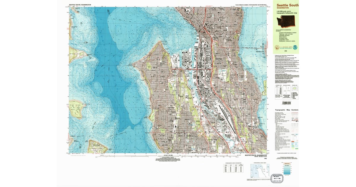 1983 Map of Seattle South, King County, WA — High-Res, 1983 Print #2 ...