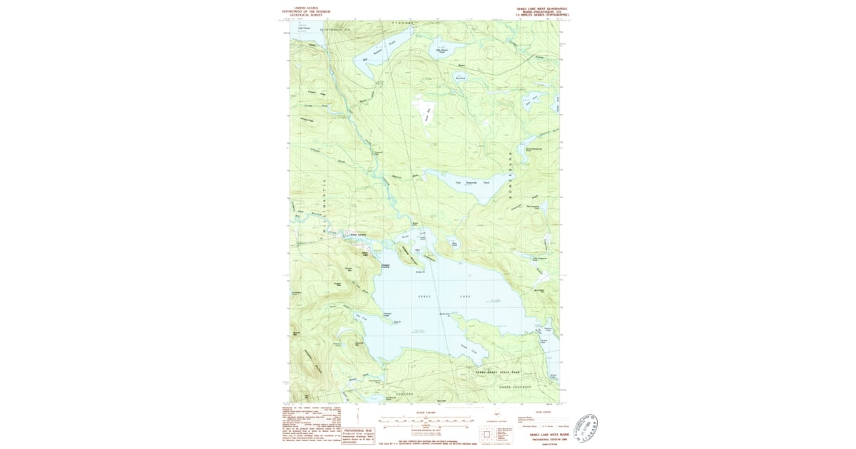 1988 Map of Sebec Lake West, Piscataquis County, ME — High-Res | Pastmaps