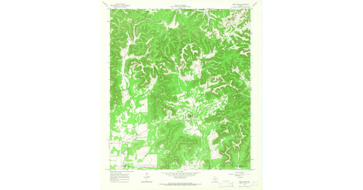1964 Map of Seco Pass, Bandera County, TX — High-Res | Pastmaps