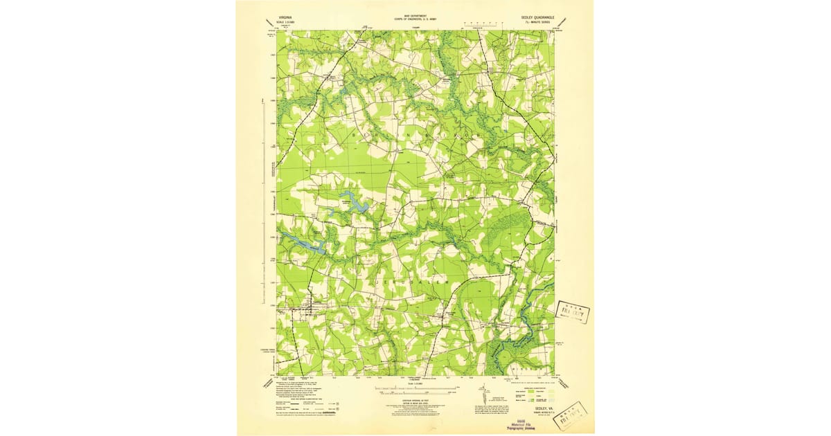 1945 Map of Sedley, VA — High-Res | Pastmaps