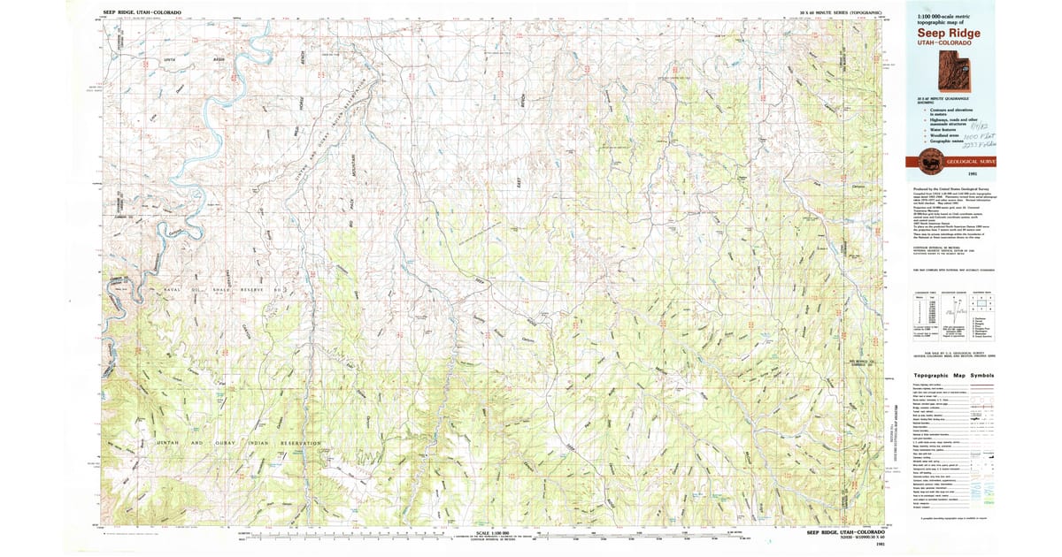1981 Map of Seep Ridge, Uintah County, UT — High-Res | Pastmaps