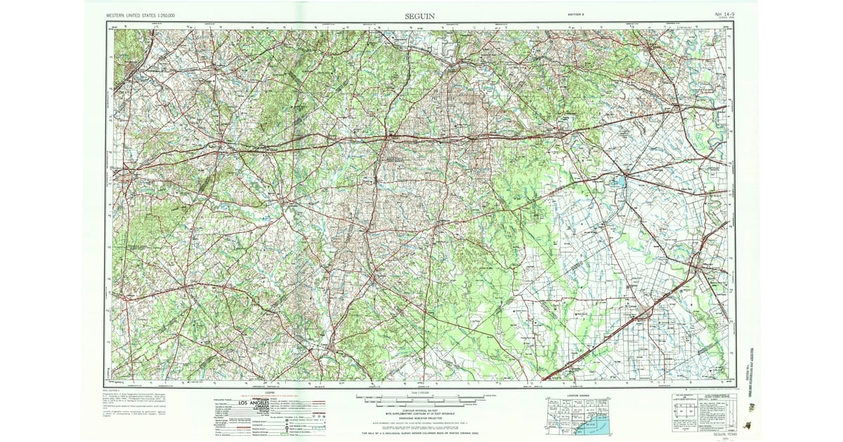 1953 Map of Seguin, TX — High-Res, 1984 Print | Pastmaps